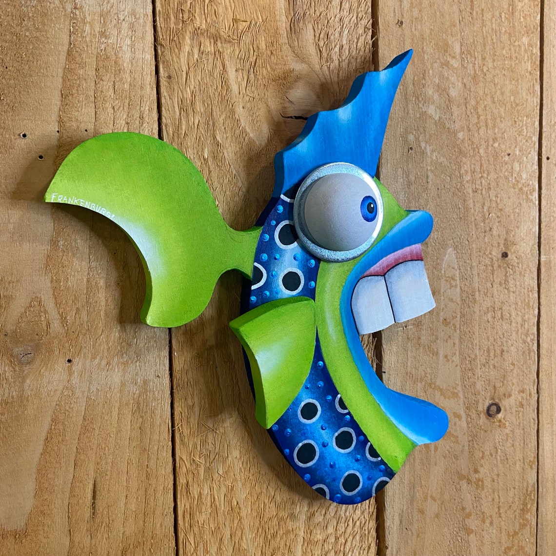 Finn Sharp. Painted Wood Fish Art, Blowfish Art, Pufferfish Art, Beach ...