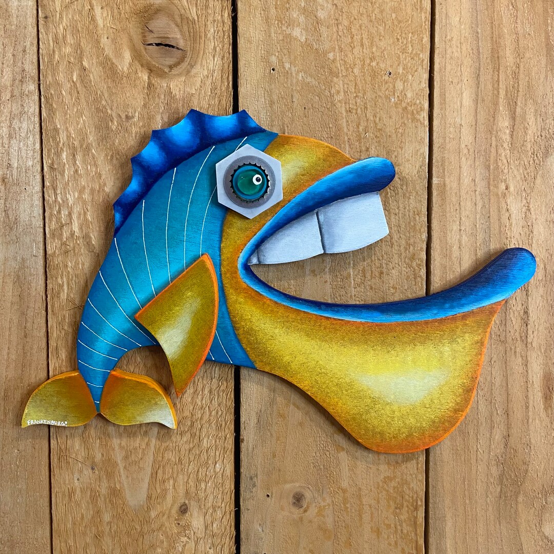 Petey Pinstripes: Wood Fish Art, Repurposed Art, Recycled Art, Beach ...
