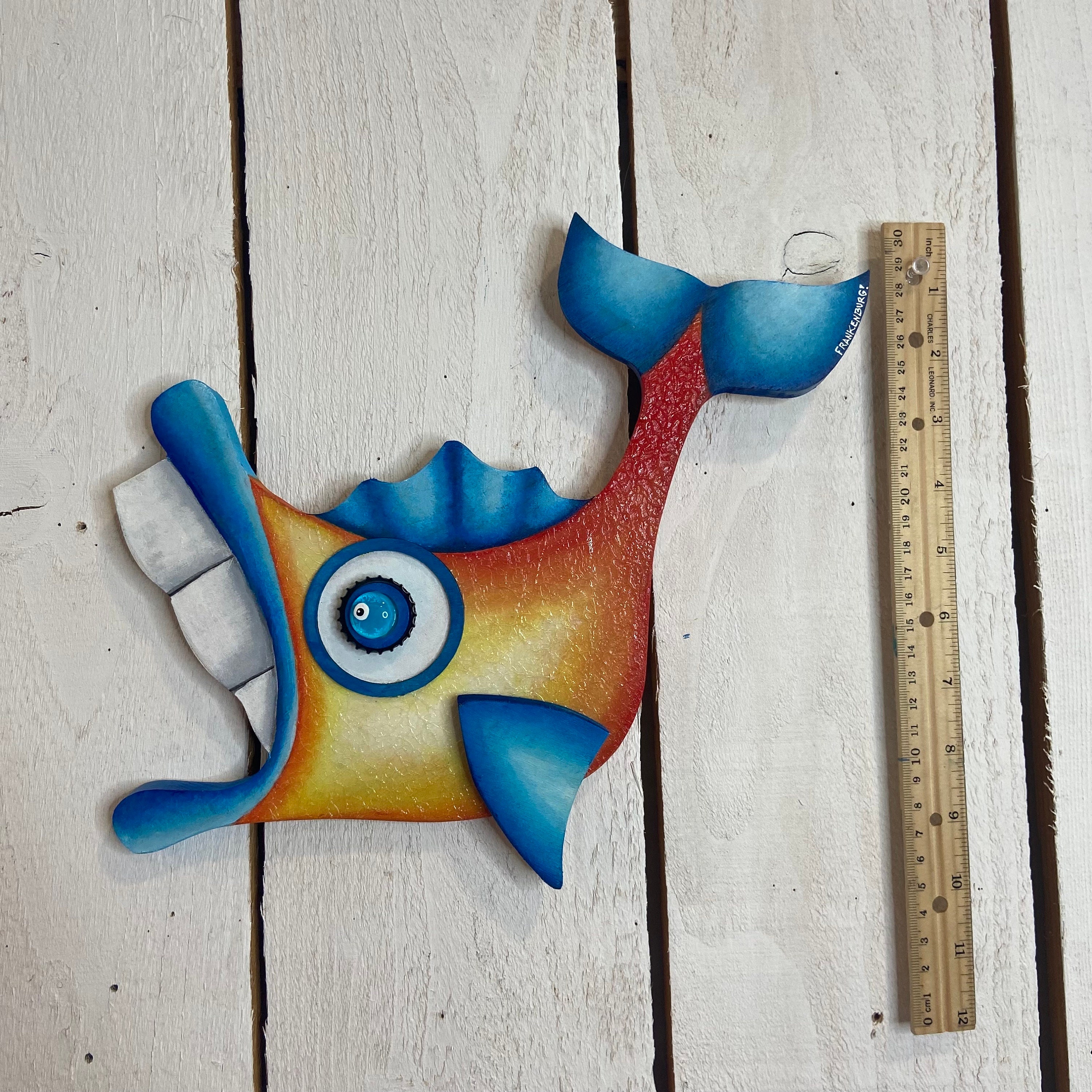 Archie Chenowith. Painted Wood Fish Art Repurposed Art - Etsy