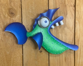 Finn Sharp. Painted Wood Fish Art, Blowfish Art, Pufferfish Art, Beach ...