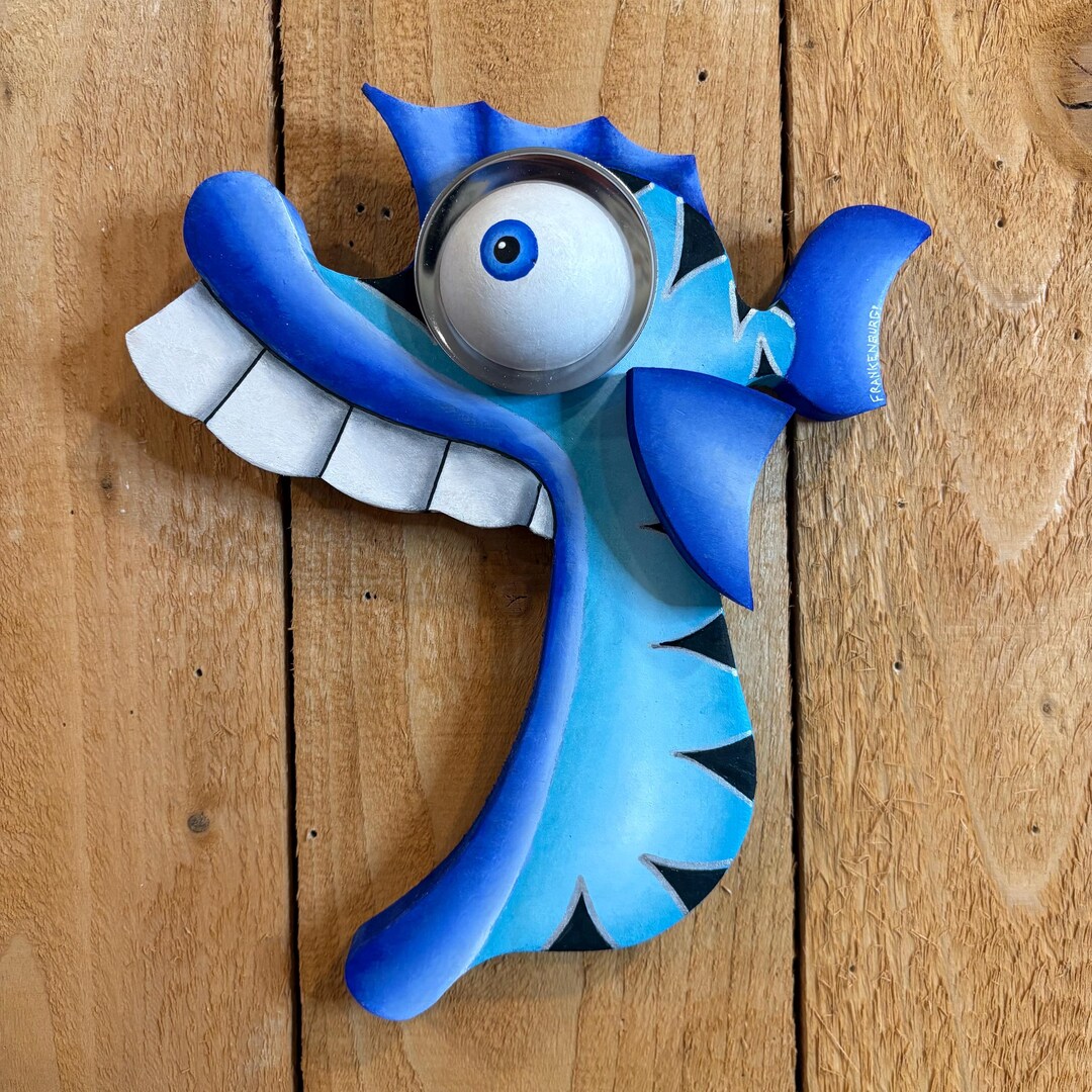 Blue Barry Wooden Fish Art: Whimsical Beach House Decor - Etsy