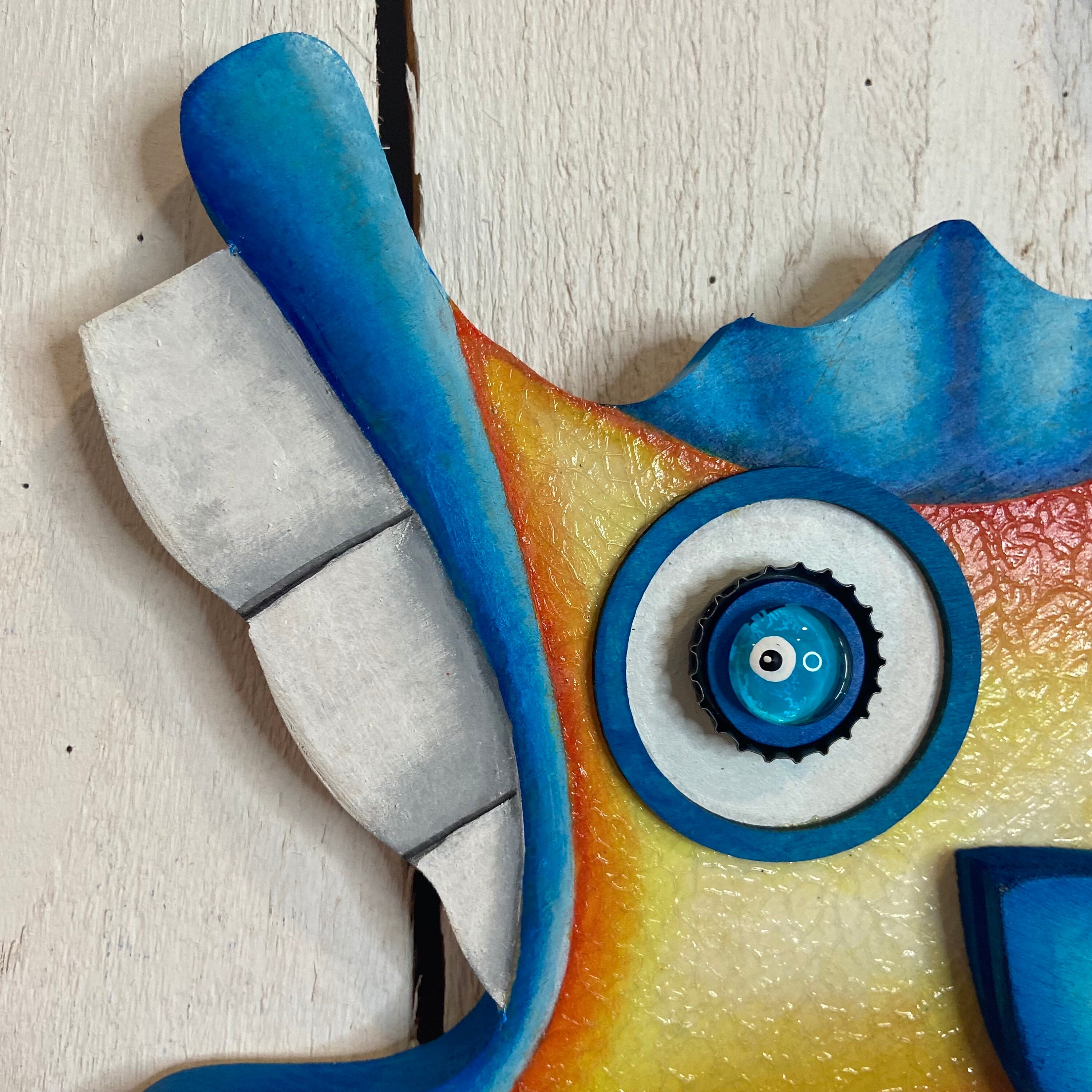 Archie Chenowith. Painted Wood Fish Art Repurposed Art - Etsy