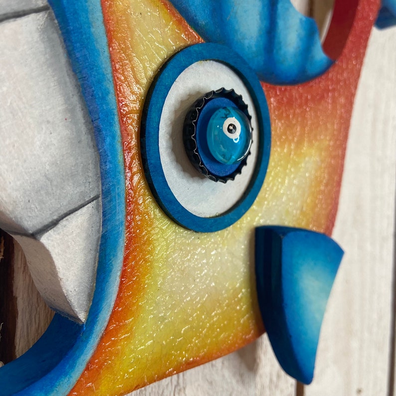 Archie Chenowith. Painted Wood Fish Art Repurposed Art - Etsy