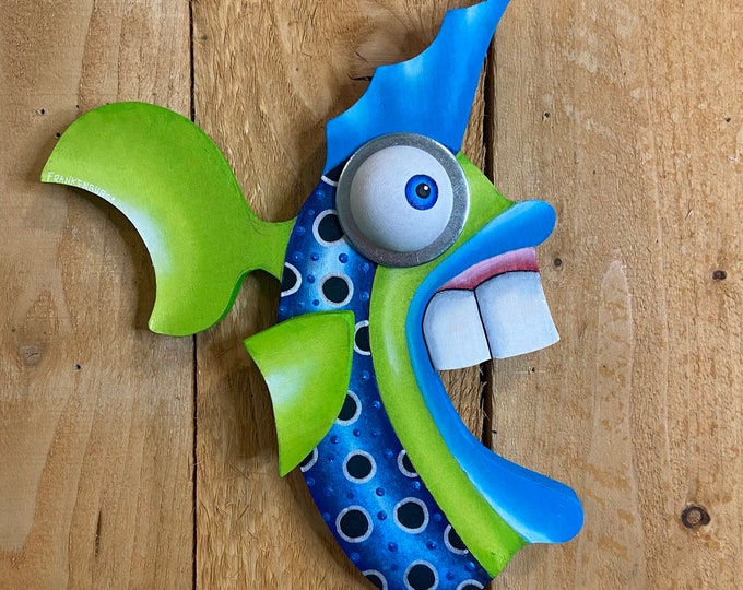 Finn Sharp. Painted Wood Fish Art, Blowfish Art, Pufferfish Art, Beach ...