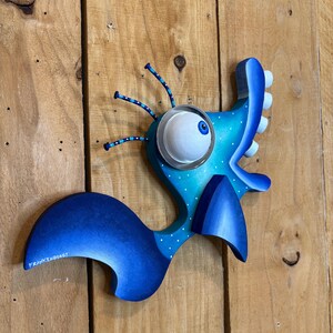 Dropjaw Dwayne. Funky Fish Art, Teal Fish Art, Colorful Wooden Fish ...