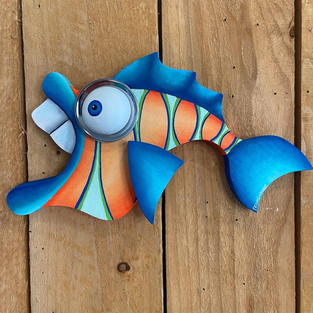 Tic Toc Taylor. Funky Fish, Green Fish Art, Pufferfish Art, Beach House ...