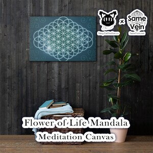 Blue Flower of Life Mandala Meditation Canvas Zen Wall Art Print Boho ...