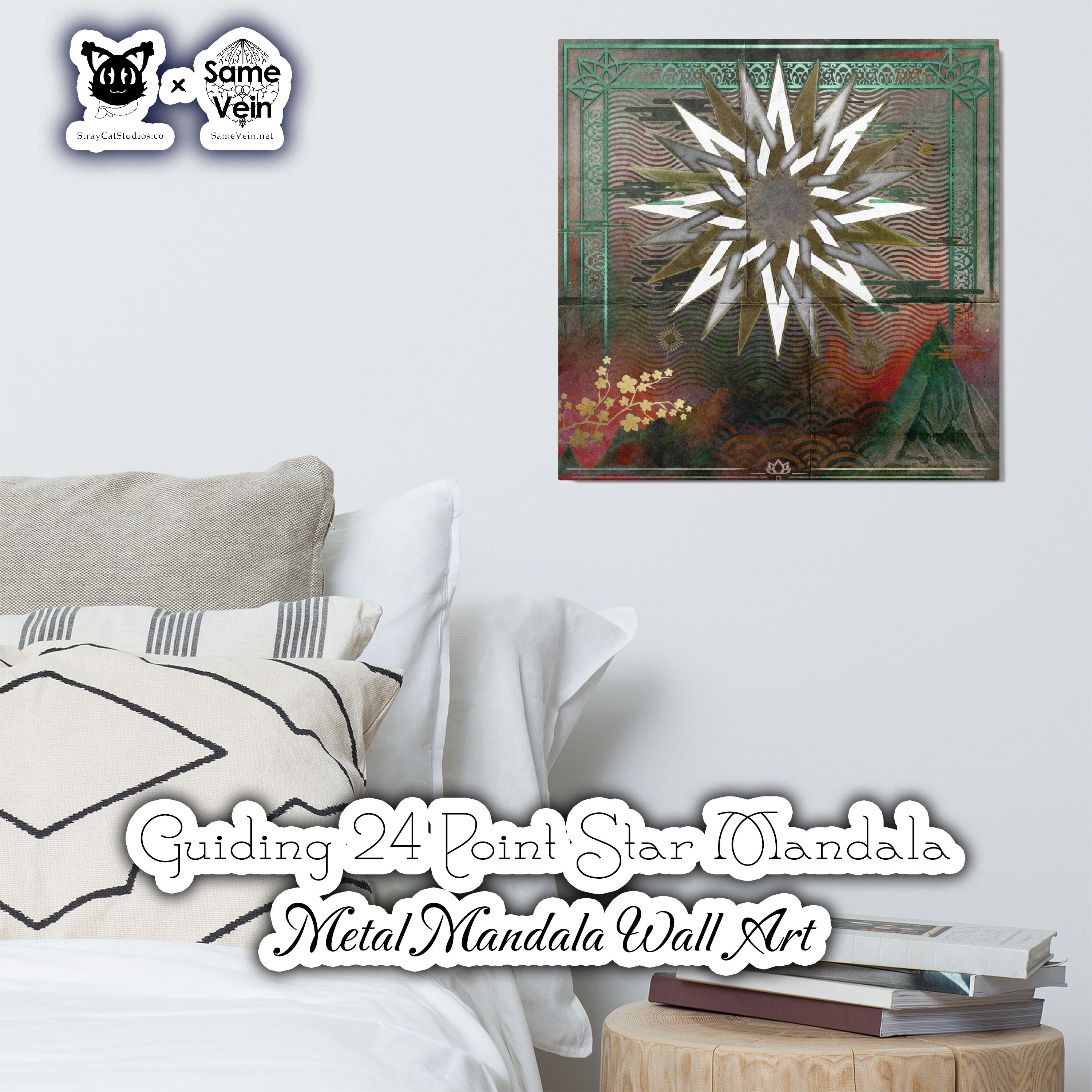 Guiding 24 Point Star Mandala Metal Wall Art Sacred Geometry Art Print ...