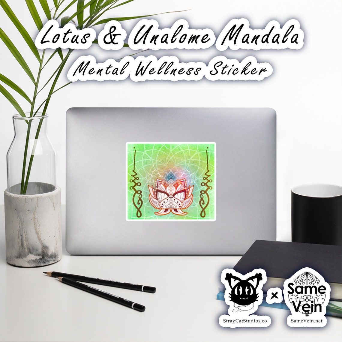 Lotus & Unalome Mandala Mental Wellness Sticker Spiritual - Etsy
