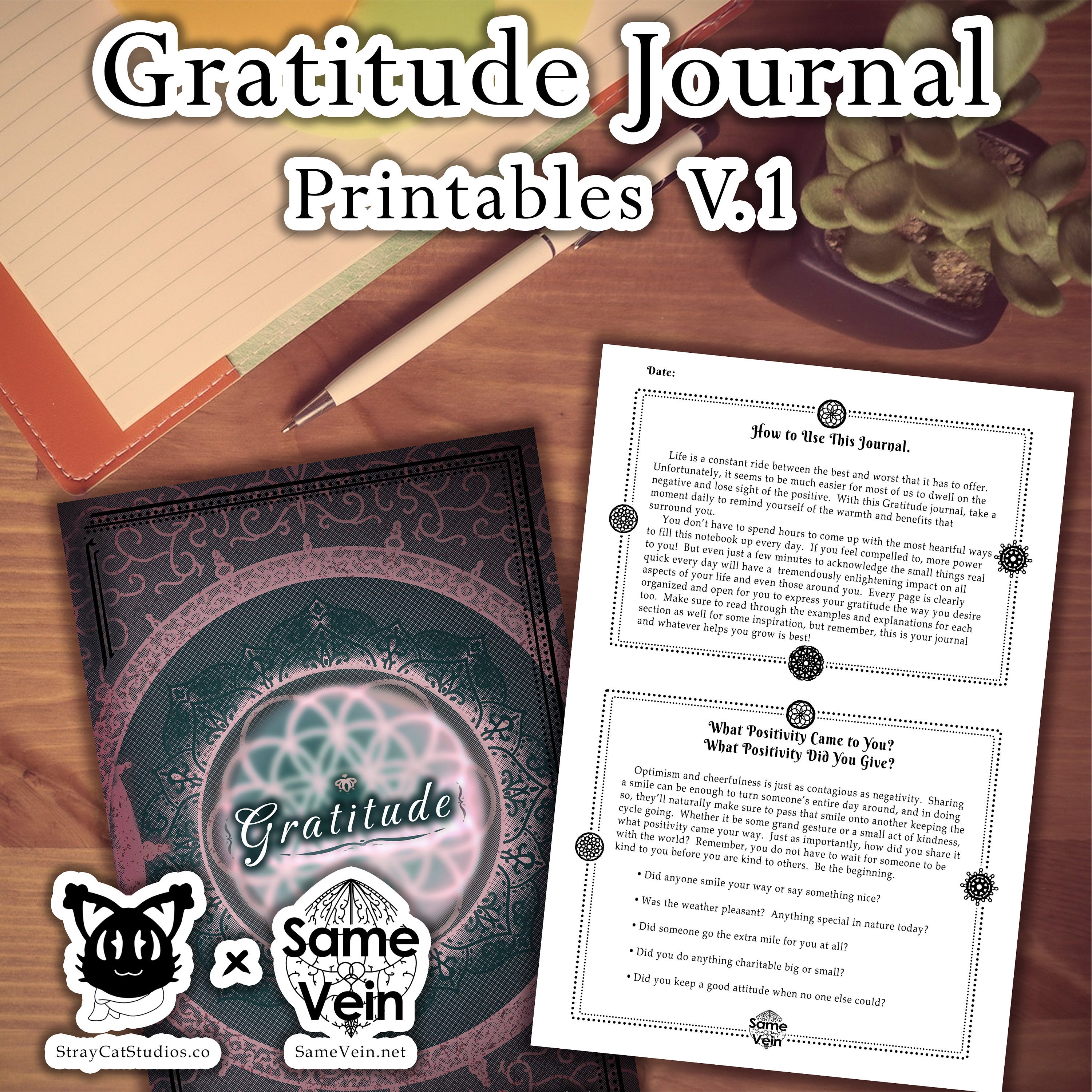 Gratitude Journal Printable Pages Volume 1 Daily Check-in for Mental ...