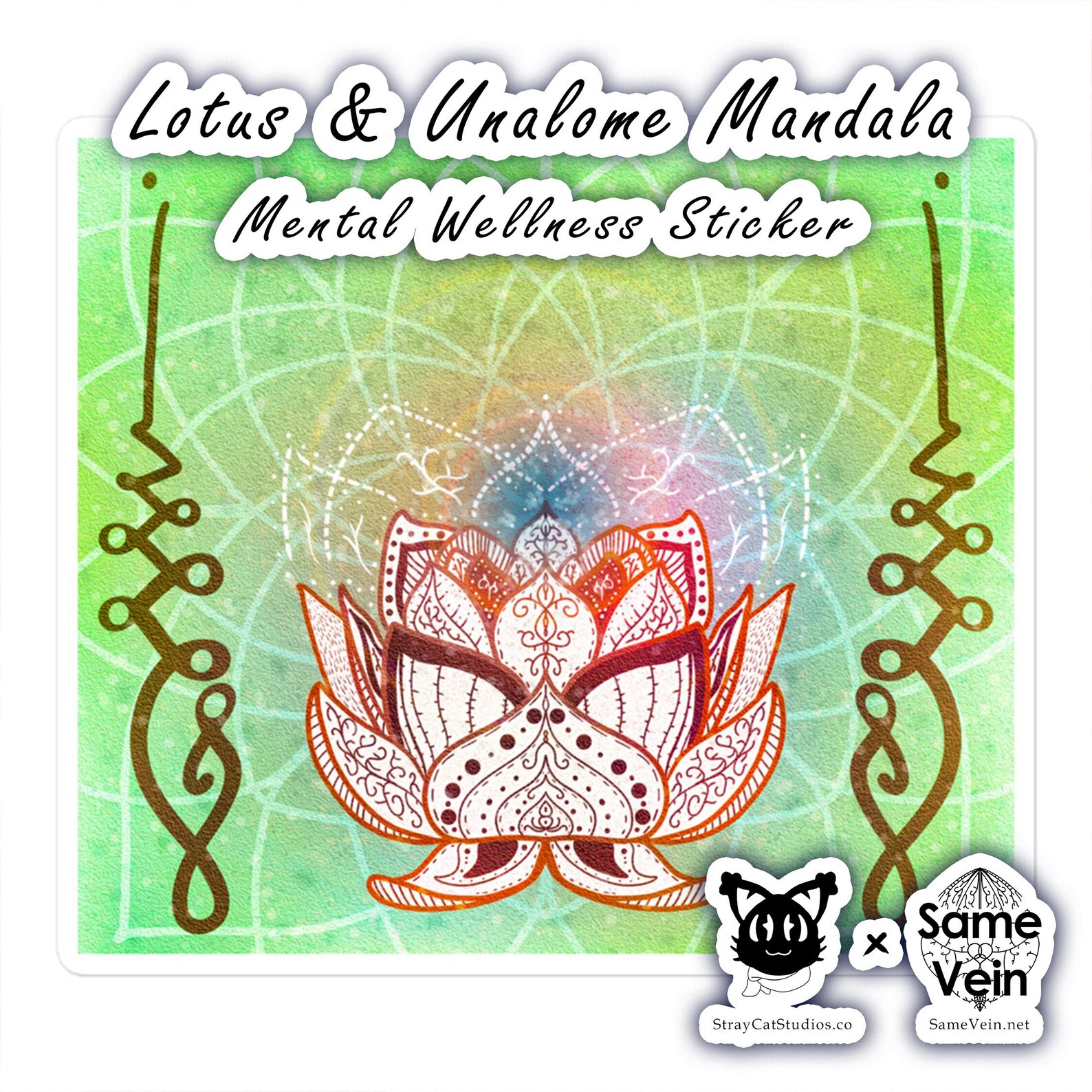 Lotus & Unalome Mandala Mental Wellness Sticker Spiritual - Etsy