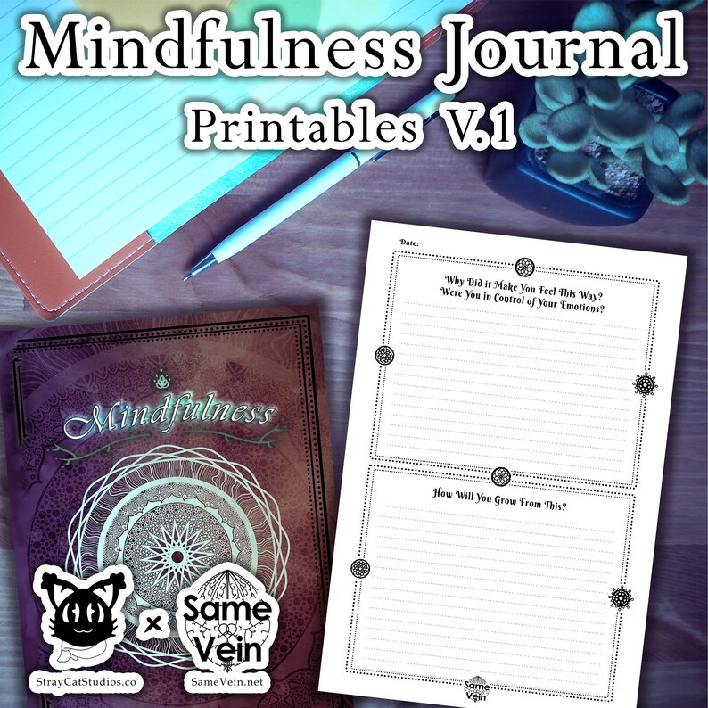 Mindfulness Journal Printable Pages Volume 1 Daily Check-in for Mental ...