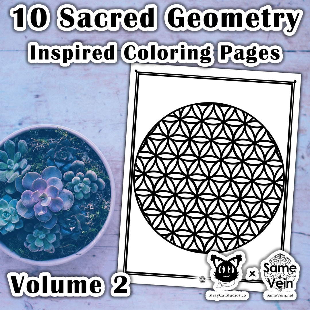 10 Sacred Geometry Inspired Coloring Pages • Volume 2 • Zen Coloring ...