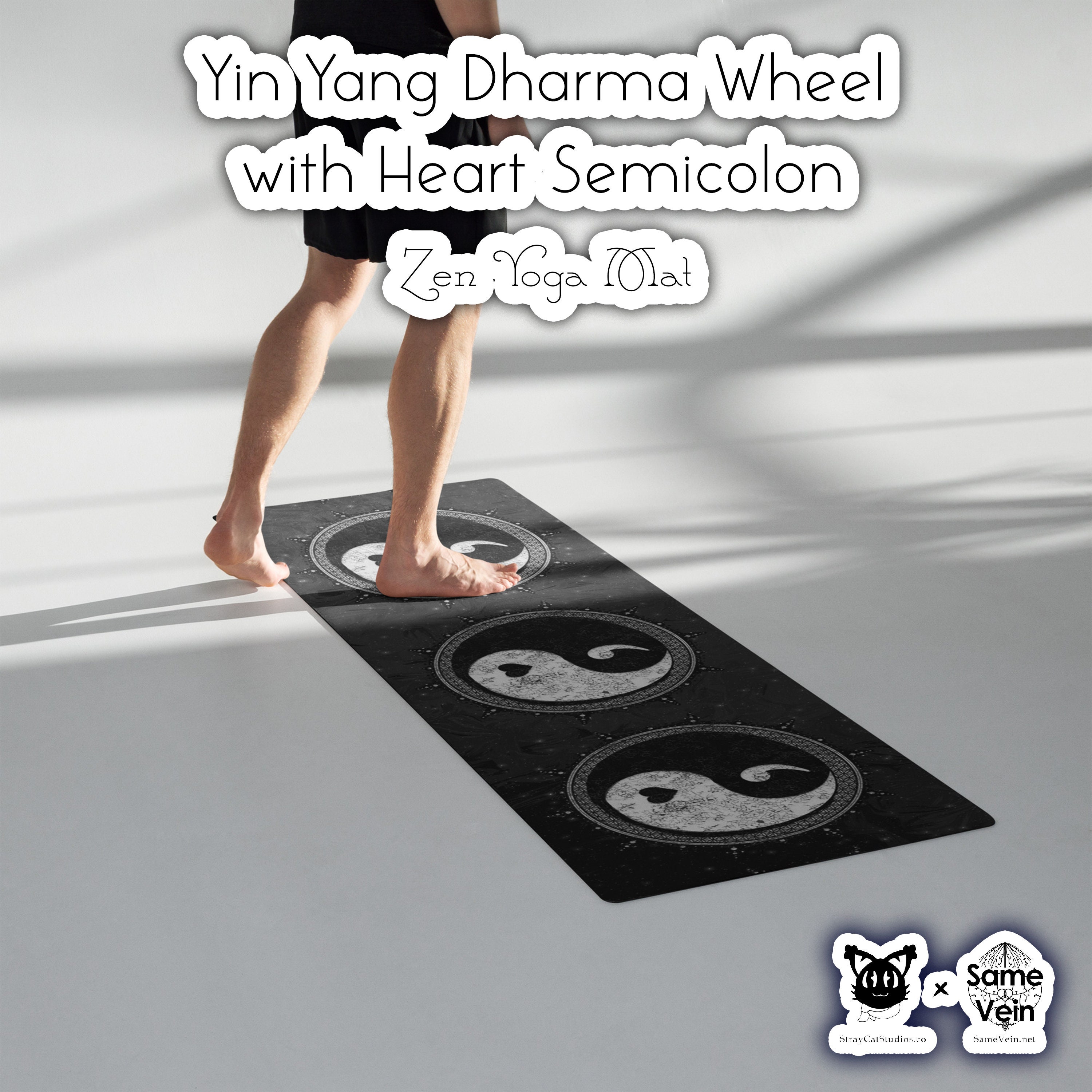 Yin Yang Dharma Wheel With Heart Semicolon Zen Yoga Mat Sacred Geometry ...
