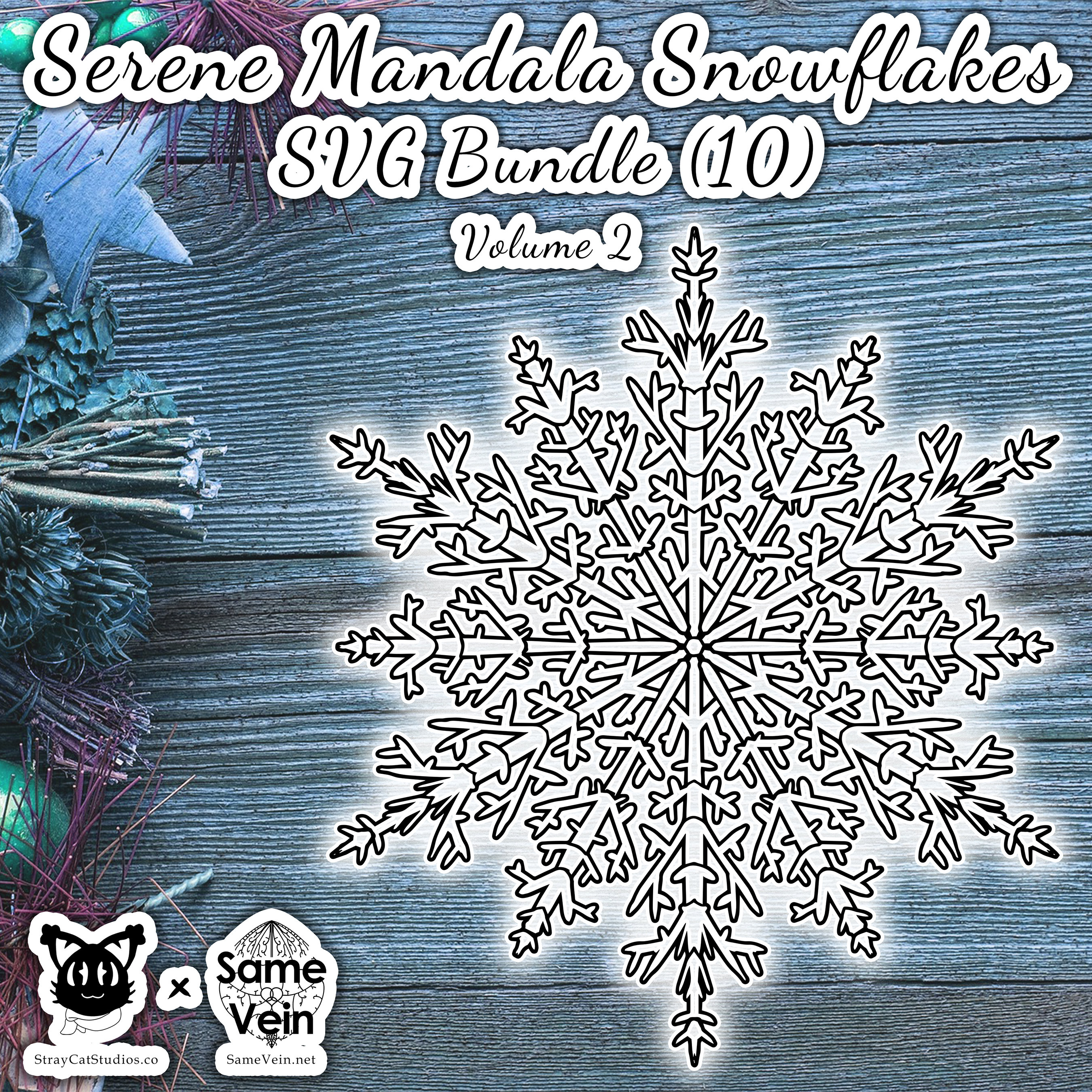 Serene Mandala Snowflakes SVG Bundle 10 V.2 Zen Winter Clipart Festive ...