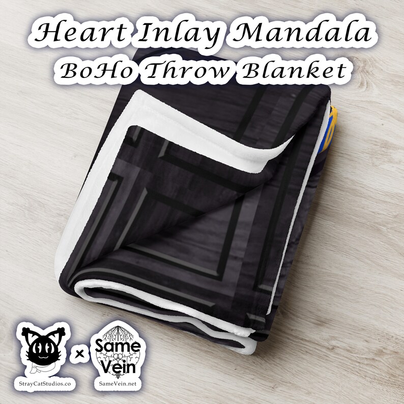 Heart Inlay Mandala Boho Throw Blanket 50x60 Fleece Quilt - Etsy