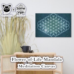 Blue Flower of Life Mandala Meditation Canvas Zen Wall Art Print Boho ...