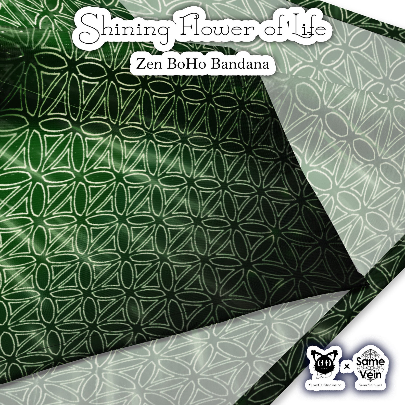 Shining Flower of Life Zen Boho Bandana Sacred Geometry Mandala Art Pet ...