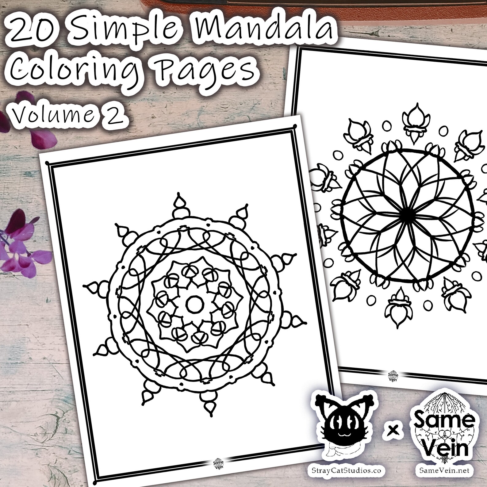 20 Simple Mandala Coloring Pages Volume 2 Zen Coloring Bundle for ...