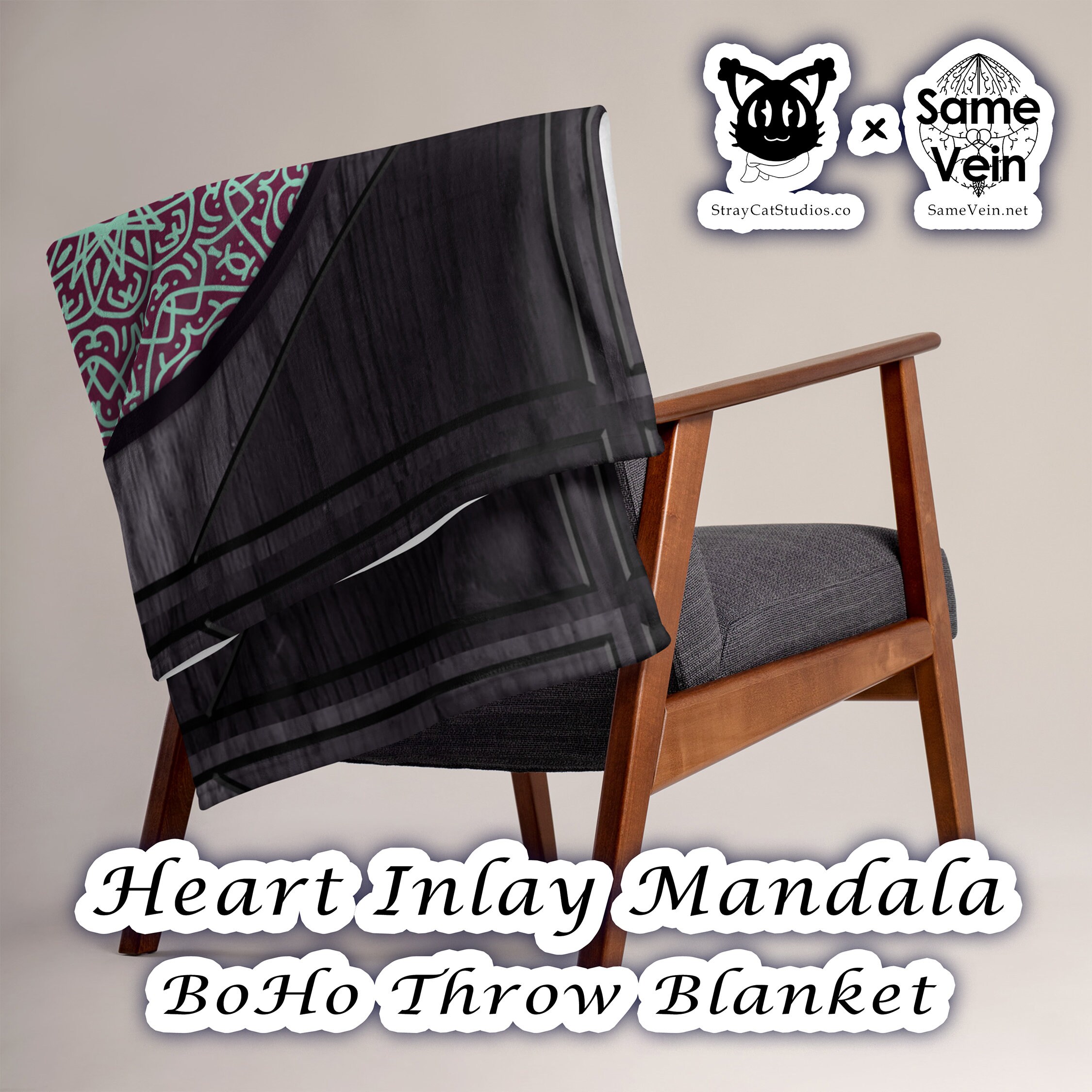 Heart Inlay Mandala Boho Throw Blanket 50x60 Fleece Quilt for Kids ...