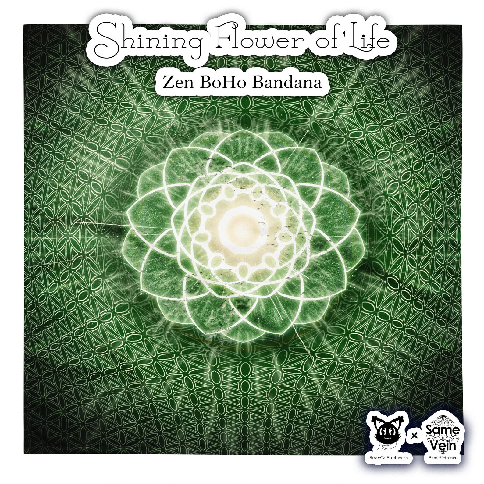 Shining Flower of Life Zen Boho Bandana Sacred Geometry Mandala Art Pet ...