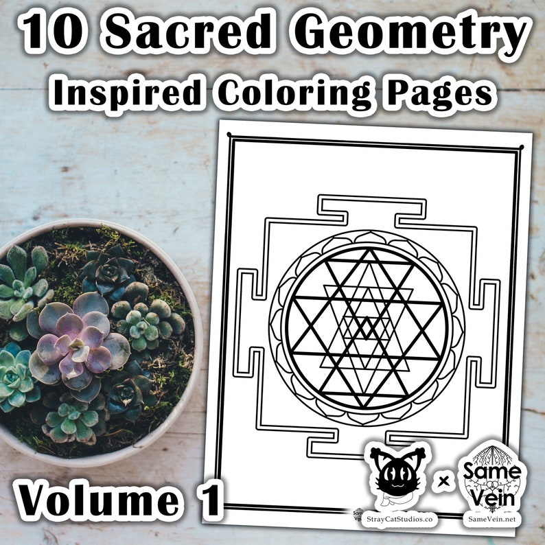 10 Sacred Geometry Inspired Coloring Pages Volume 1 Zen Coloring Bundle ...