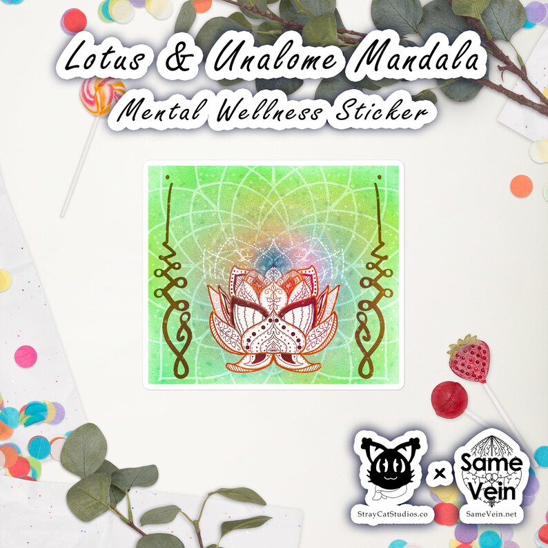 Lotus & Unalome Mandala Mental Wellness Sticker Spiritual - Etsy