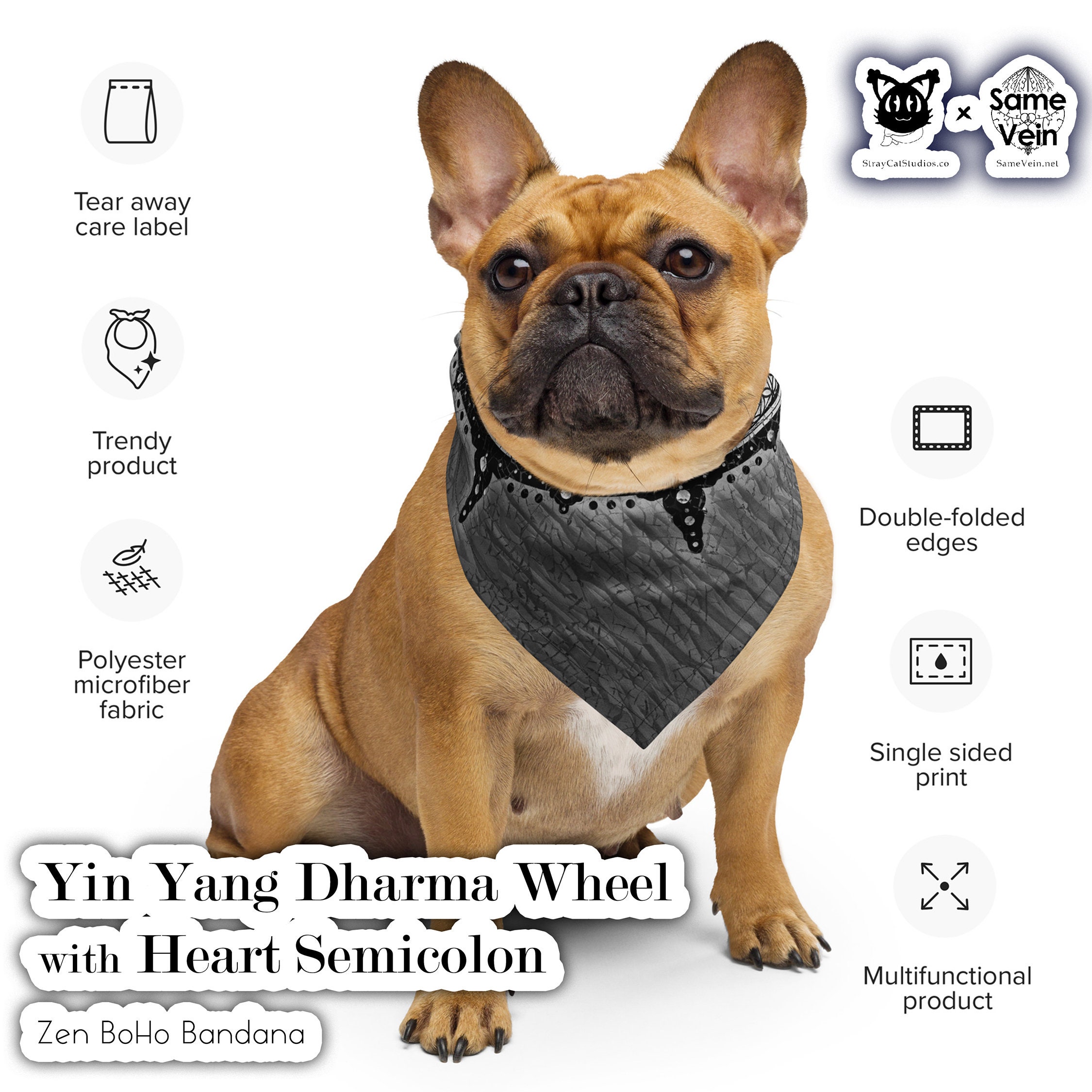 Yin Yang Dharma Wheel With Heart Semicolon Zen Boho Bandana Sacred ...
