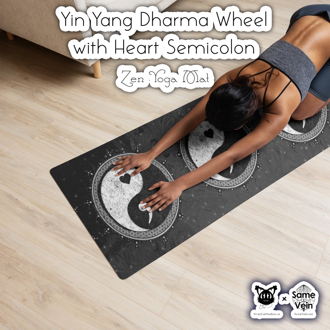 Yin Yang Dharma Wheel With Heart Semicolon Zen Yoga Mat Sacred Geometry ...