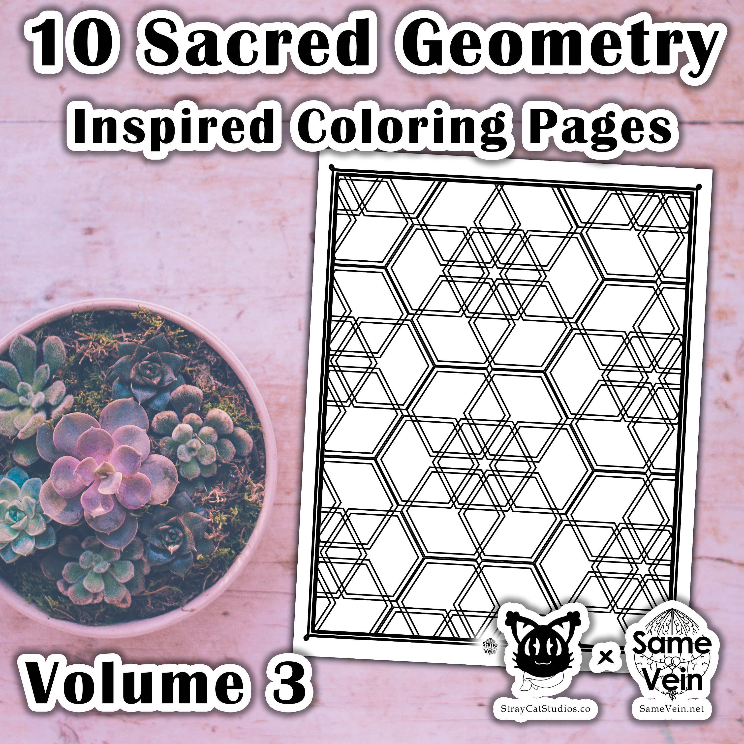 10 Sacred Geometry Inspired Coloring Pages Volume 3 Zen Coloring Bundle ...