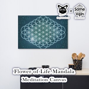 Blue Flower of Life Mandala Meditation Canvas Zen Wall Art Print Boho ...