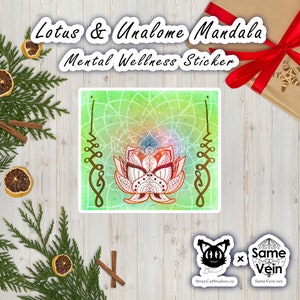 Lotus & Unalome Mandala Mental Wellness Sticker Spiritual - Etsy