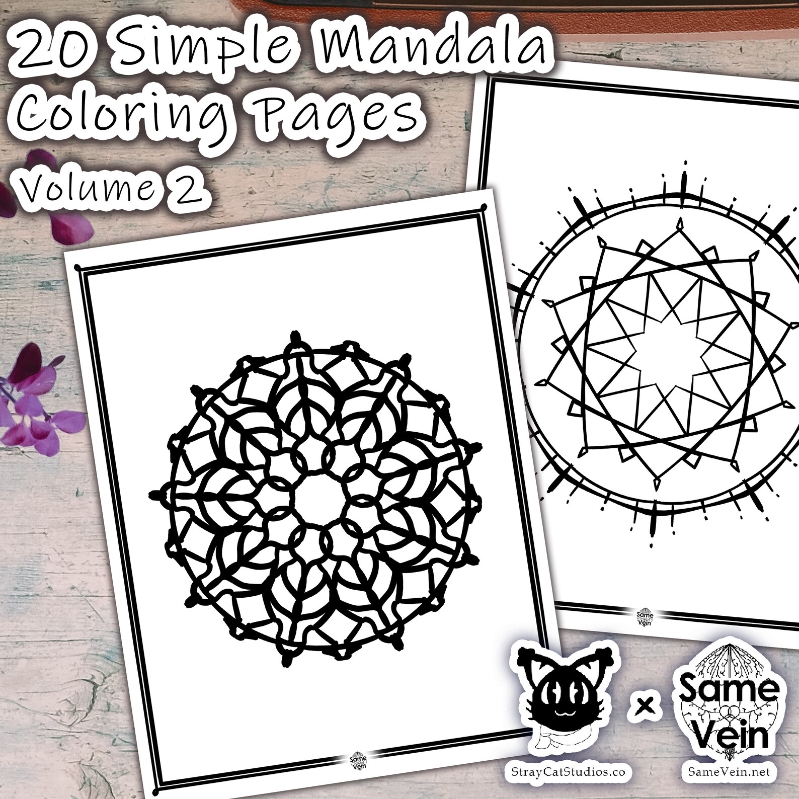 20 Simple Mandala Coloring Pages Volume 2 Zen Coloring Bundle for ...