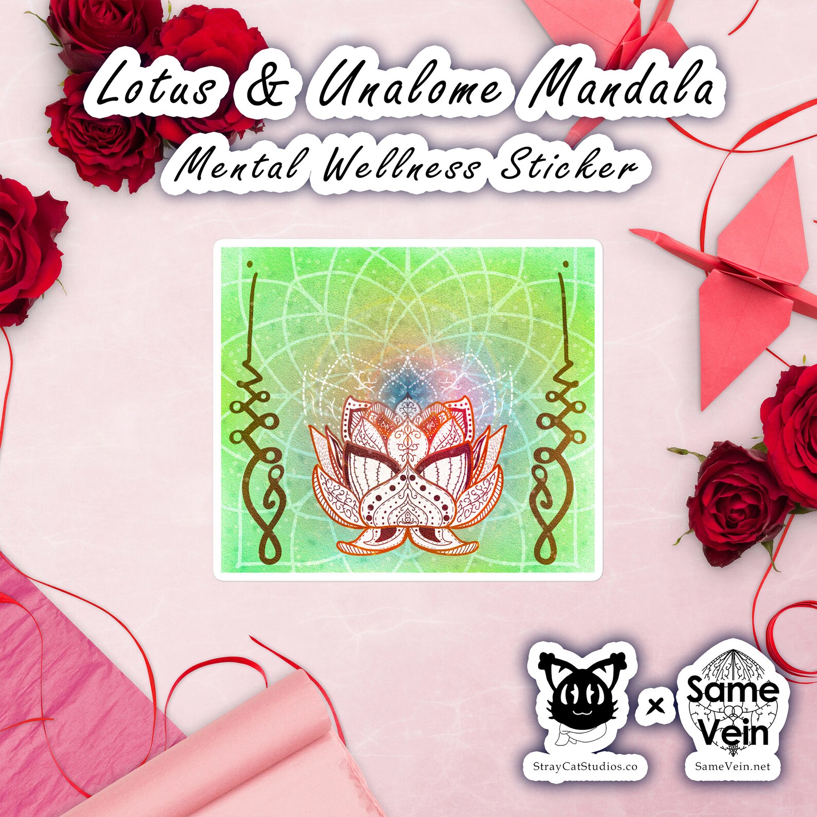Lotus & Unalome Mandala Mental Wellness Sticker Spiritual - Etsy