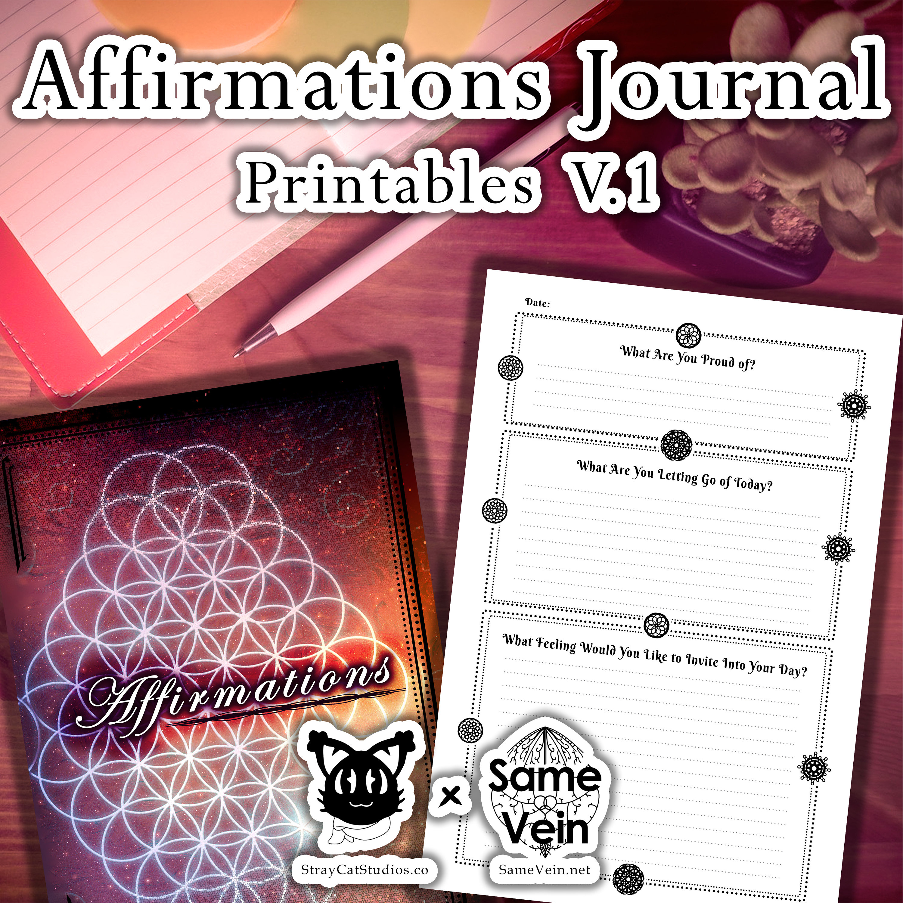 Affirmations Journal Printable Pages Volume 1 Daily Check-in for Mental ...