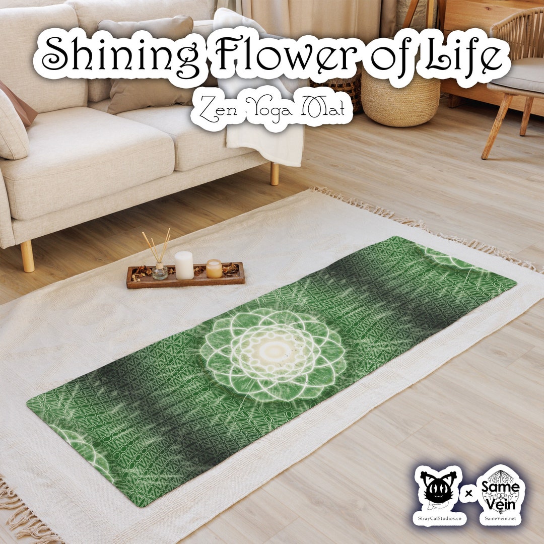 Shining Flower of Life Zen Yoga Mat Mandala Sacred Geometry Art Print ...
