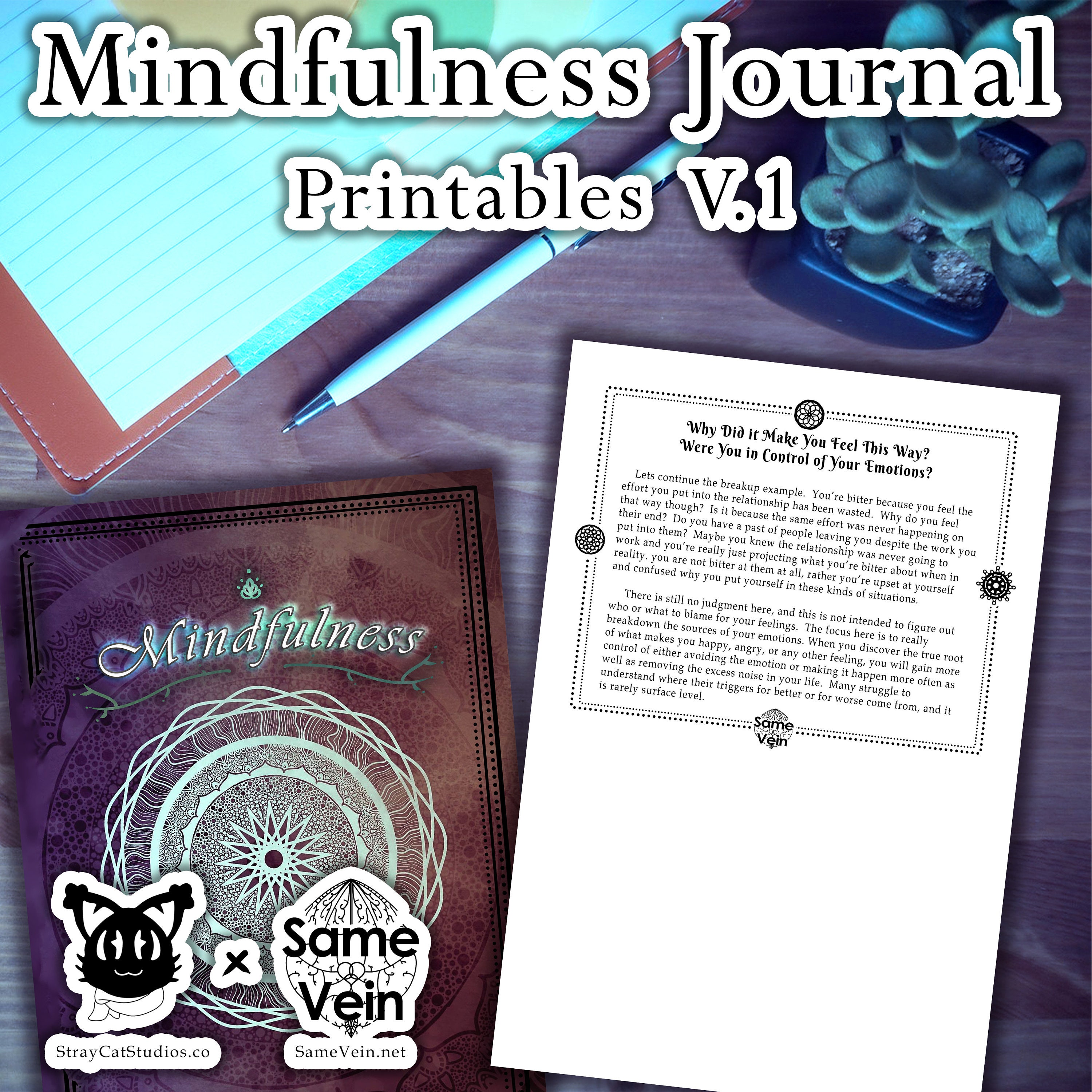 Mindfulness Journal Printable Pages Volume 1 Daily Check-in for Mental ...