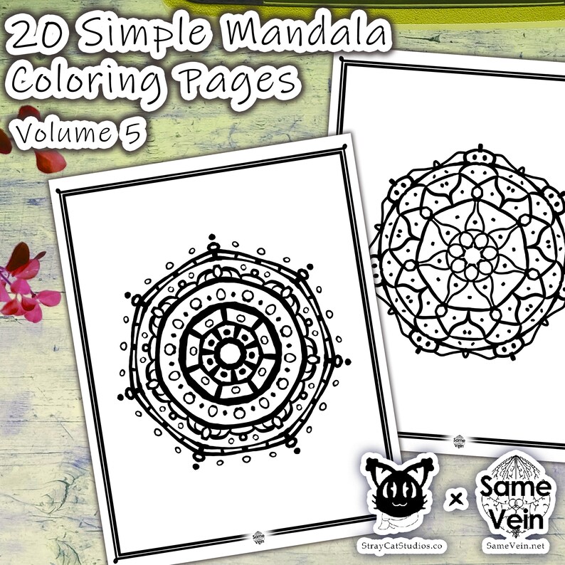 20 Simple Mandala Coloring Pages Volume 5 Zen Coloring - Etsy