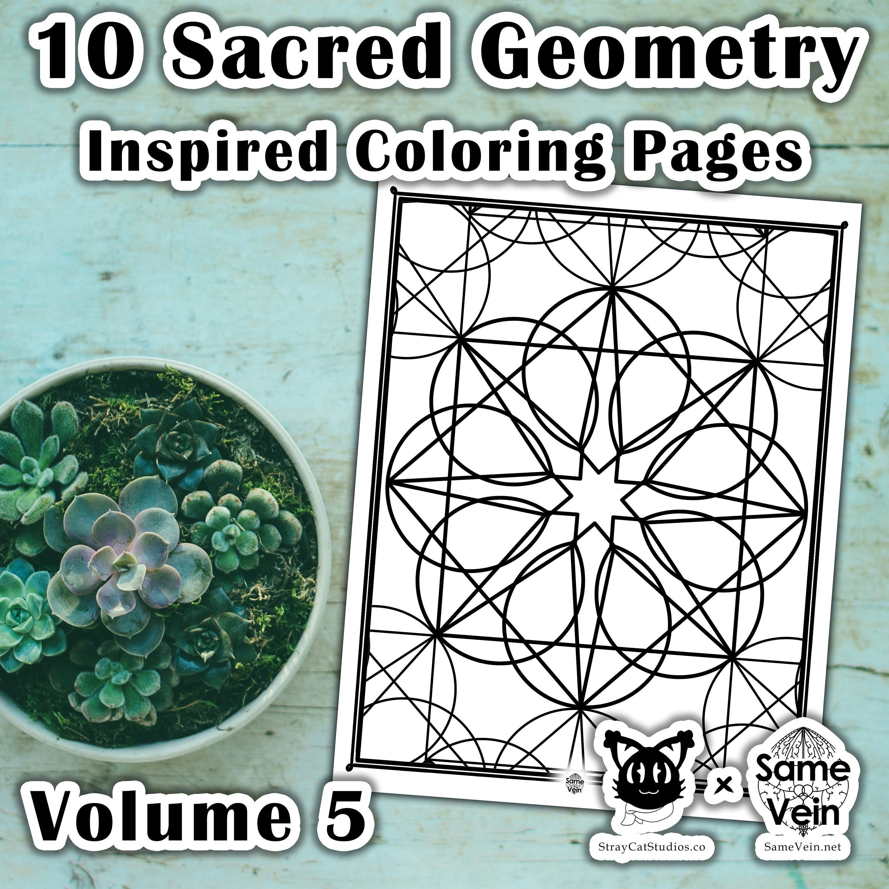 10 Sacred Geometry Inspired Coloring Pages Volume 5 Zen Coloring Bundle ...
