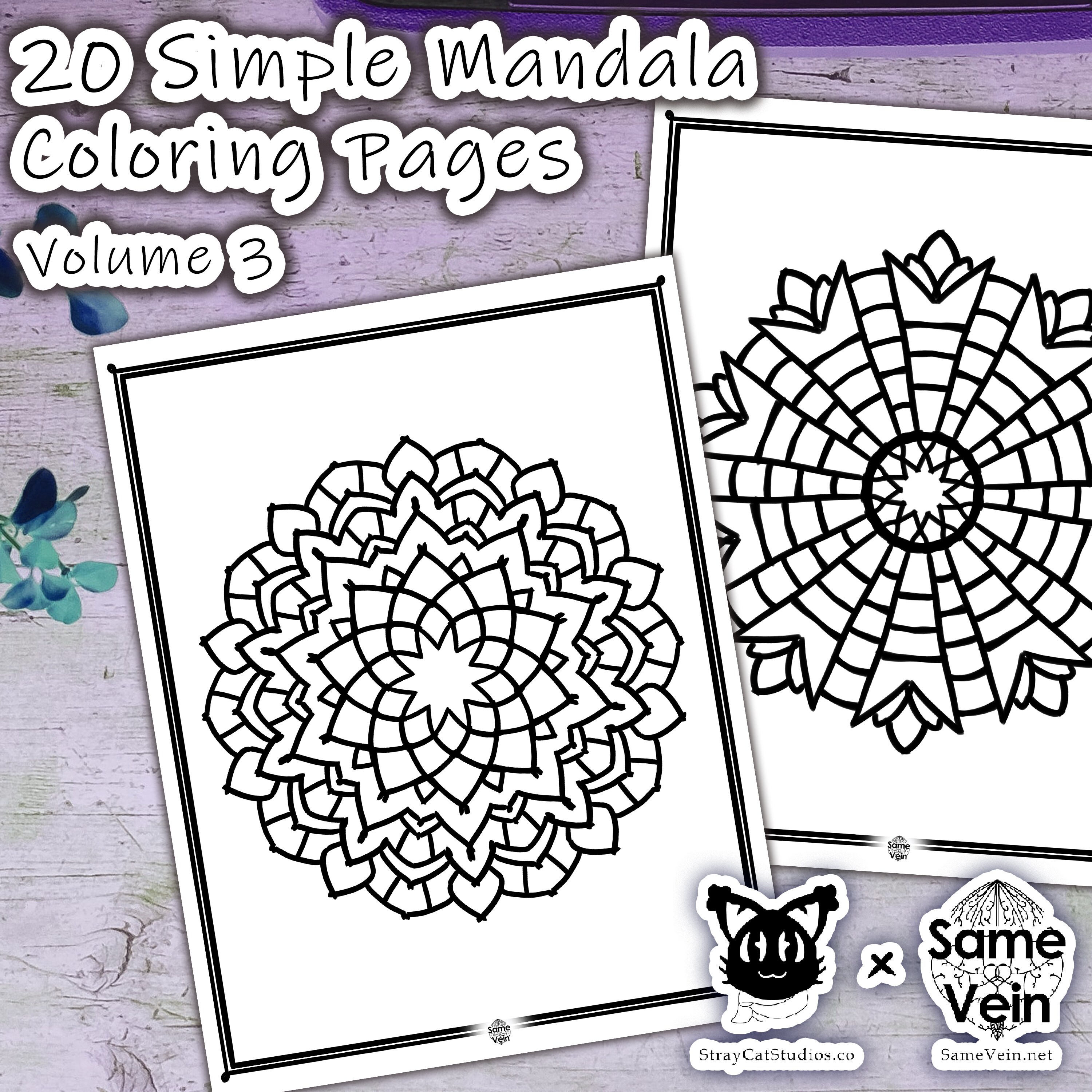 20 Simple Mandala Coloring Pages Volume 3 Zen Coloring Bundle for ...
