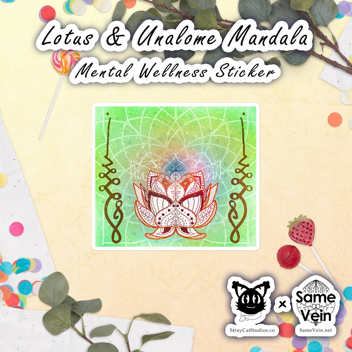 Lotus & Unalome Mandala Mental Wellness Sticker Spiritual - Etsy