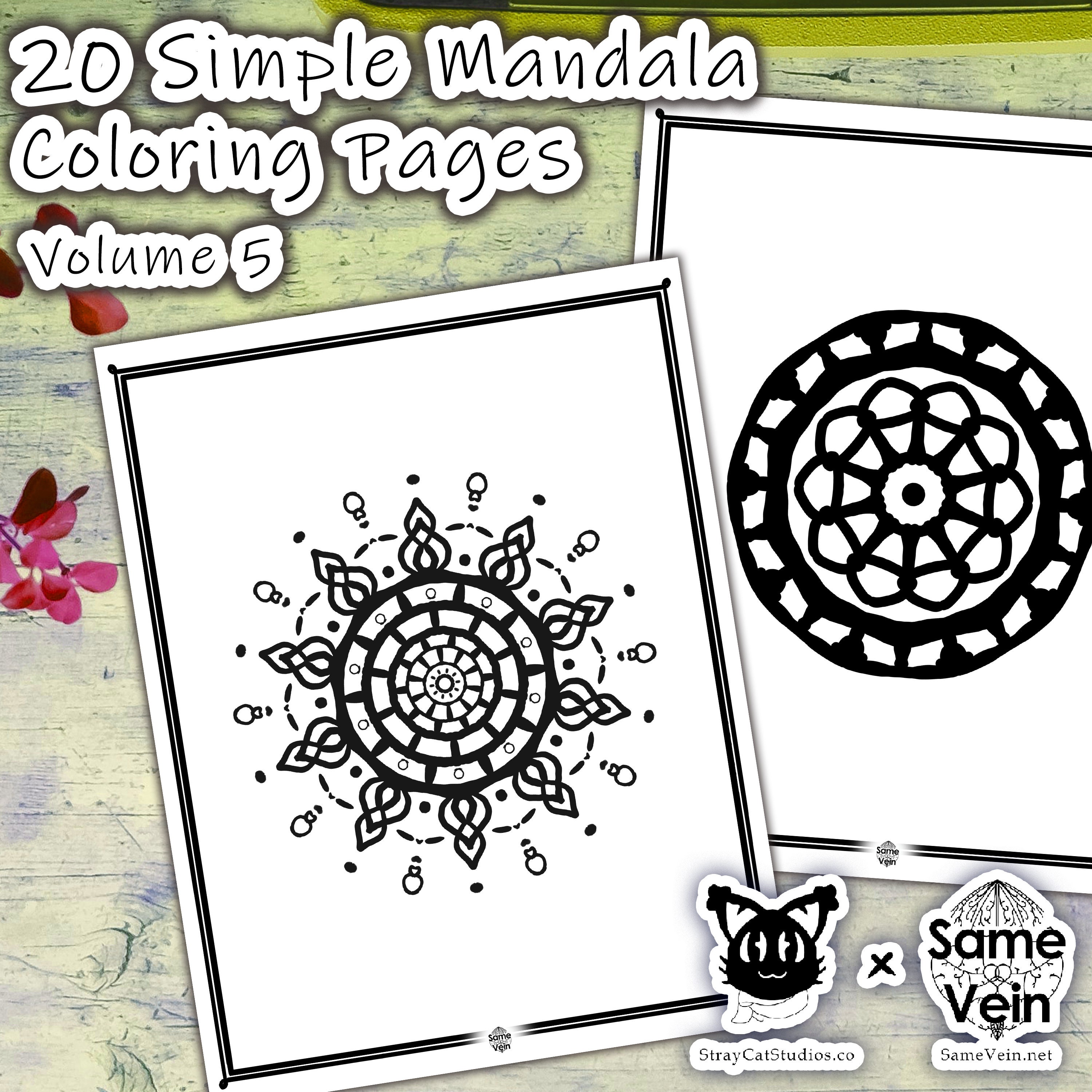 20 Simple Mandala Coloring Pages Volume 5 Zen Coloring - Etsy