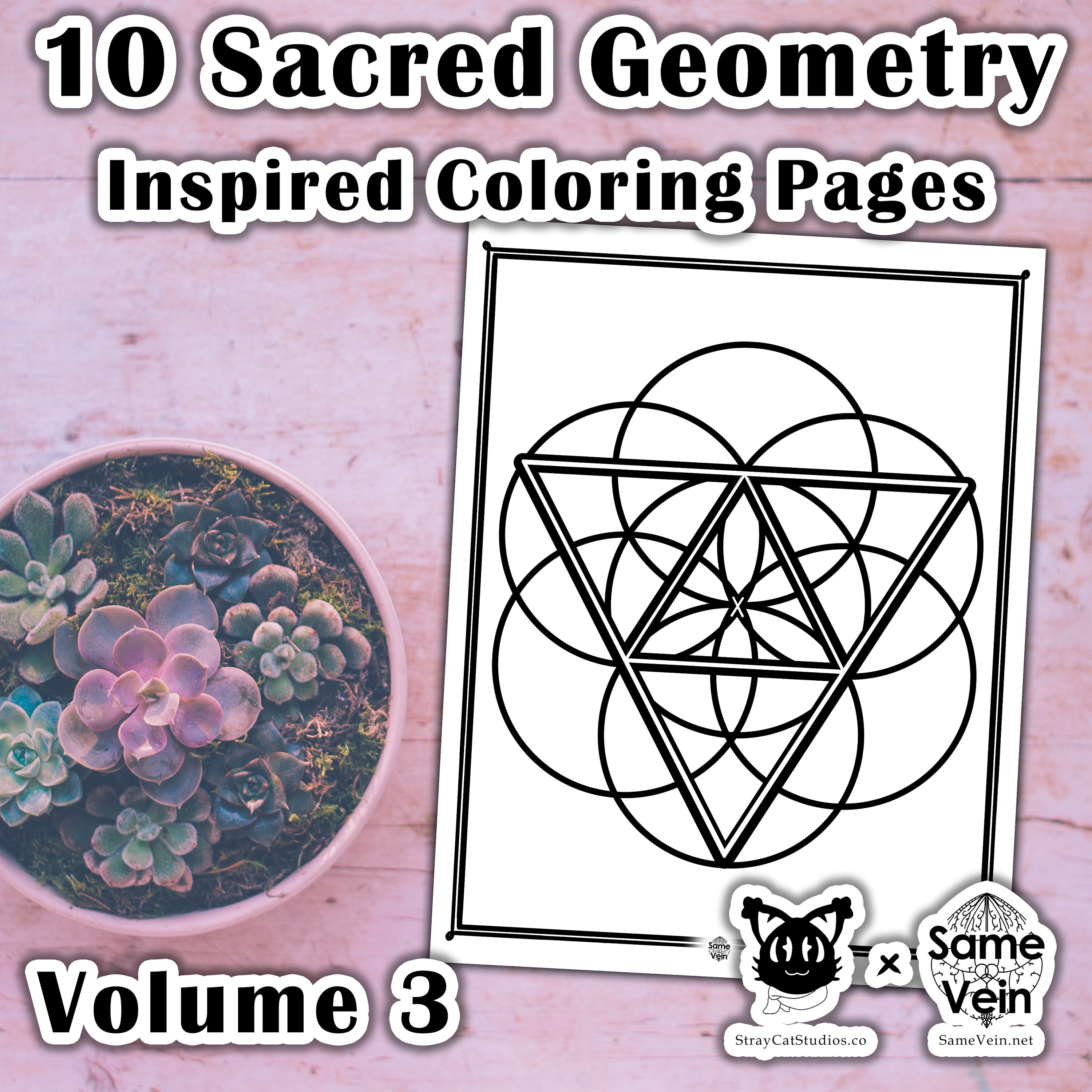 10 Sacred Geometry Inspired Coloring Pages Volume 3 Zen Coloring Bundle ...