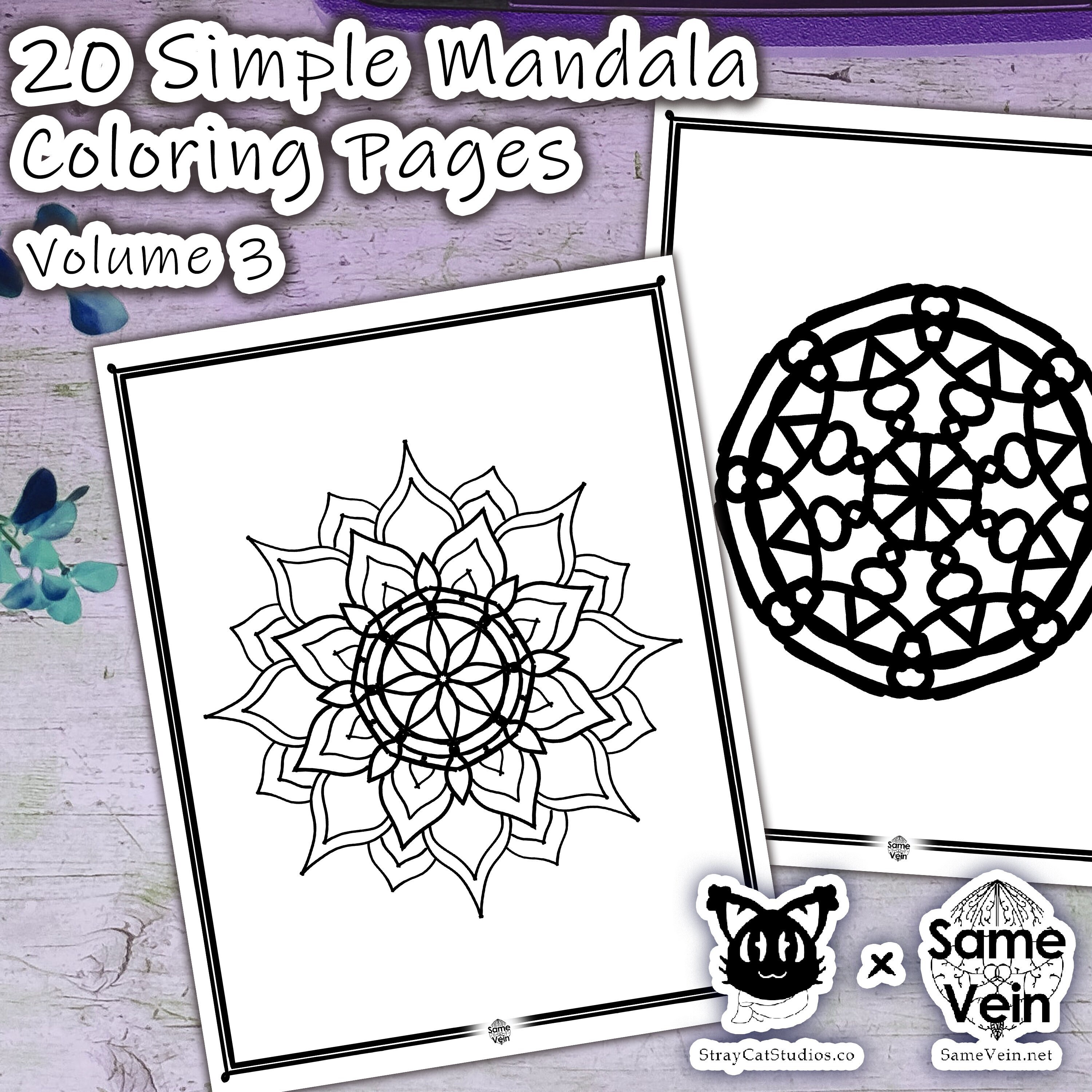 20 Simple Mandala Coloring Pages Volume 3 Zen Coloring Bundle for ...