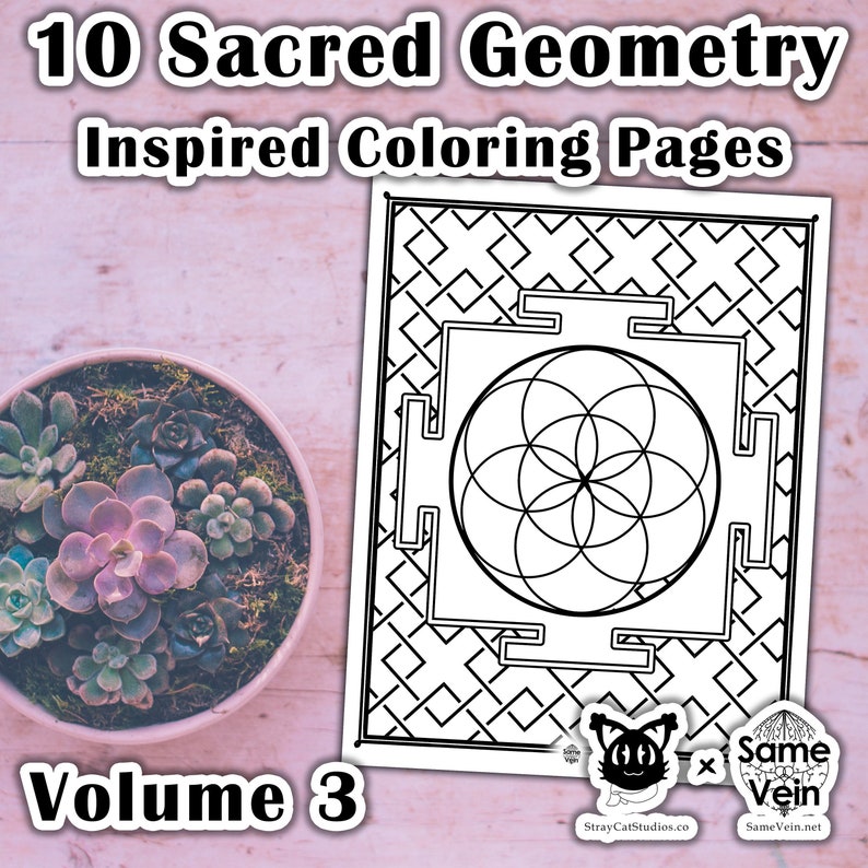 10 Sacred Geometry Inspired Coloring Pages Volume 3 Zen Coloring Bundle ...