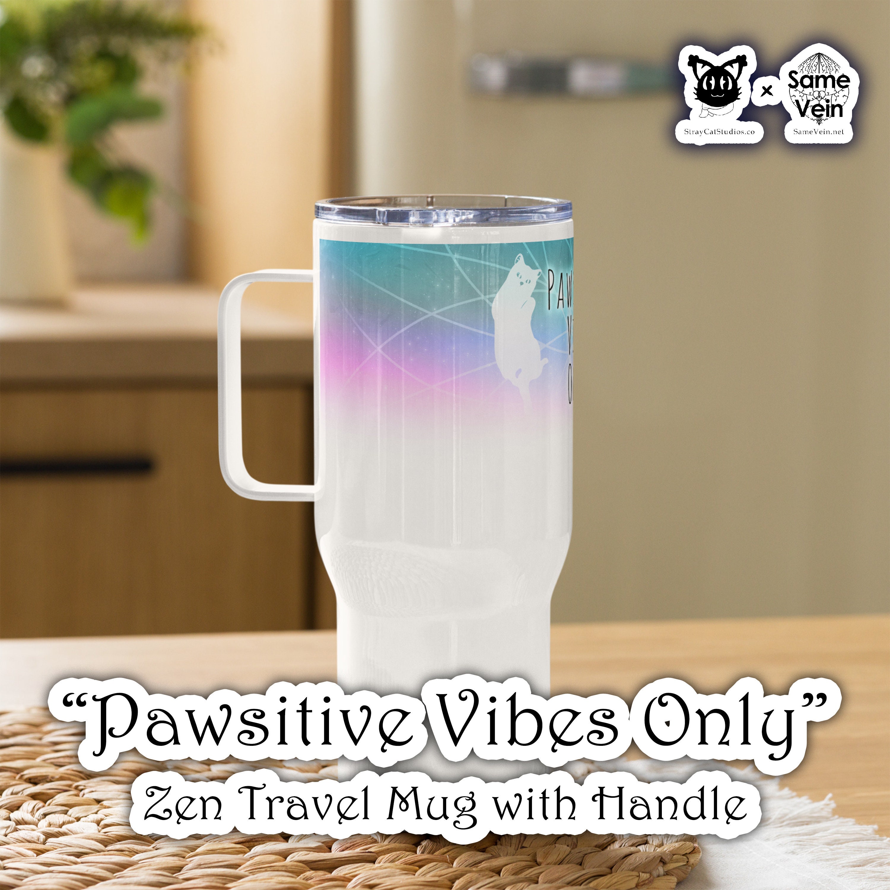 Pawsitive Vibes Only Zen Travel Mug With a Handle 25oz - Etsy