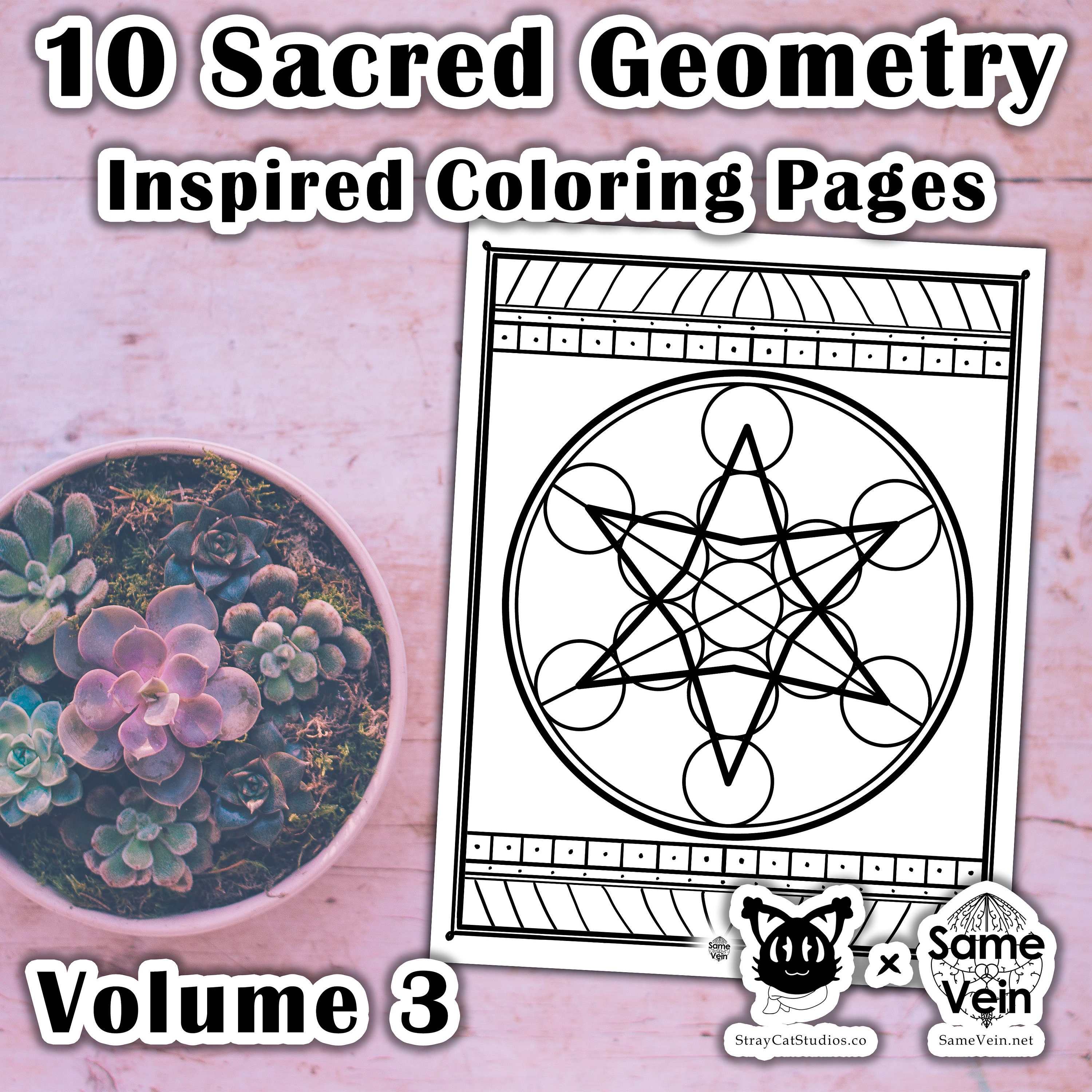 10 Sacred Geometry Inspired Coloring Pages Volume 3 Zen Coloring Bundle ...