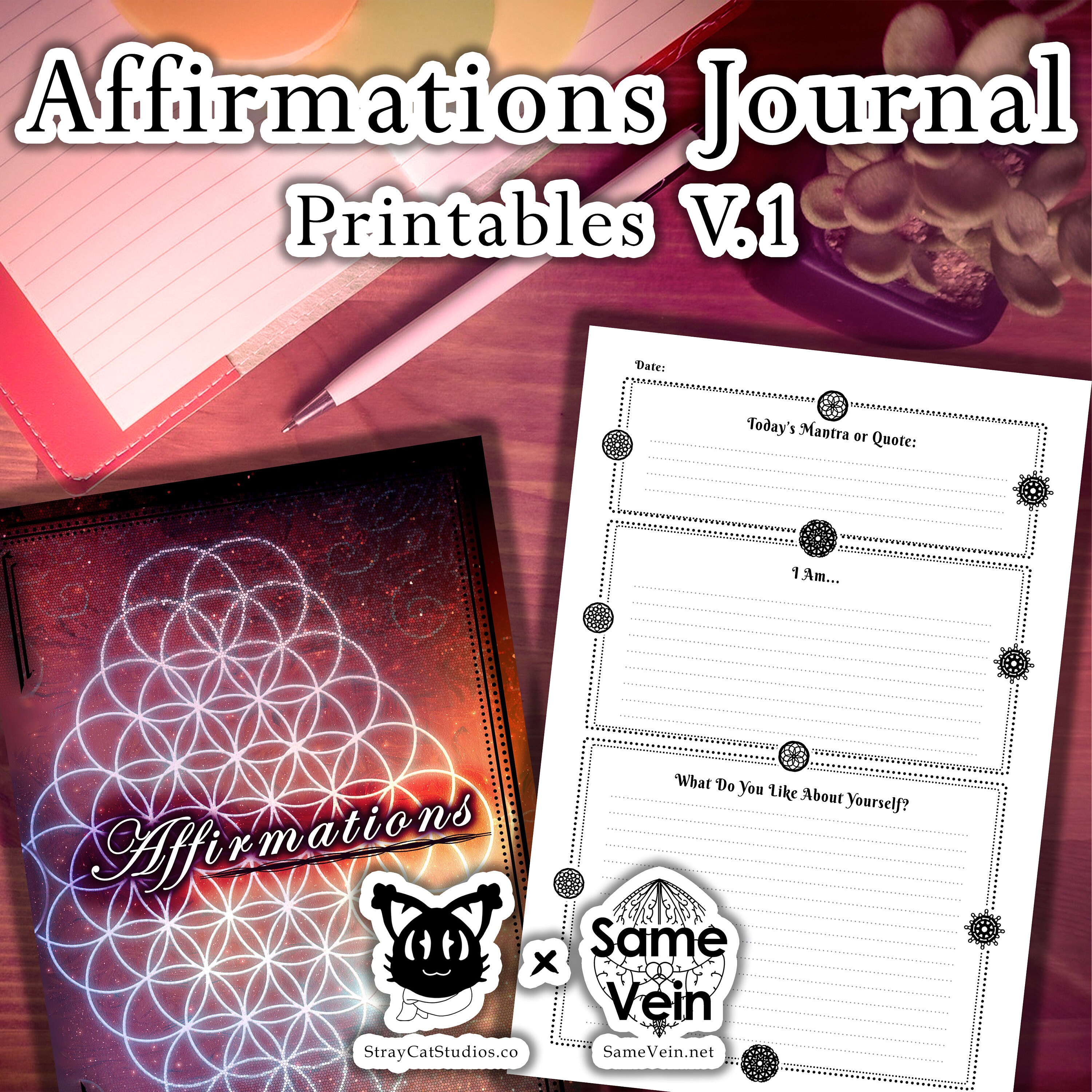 Affirmations Journal Printable Pages Volume 1 Daily Check-in for Mental ...