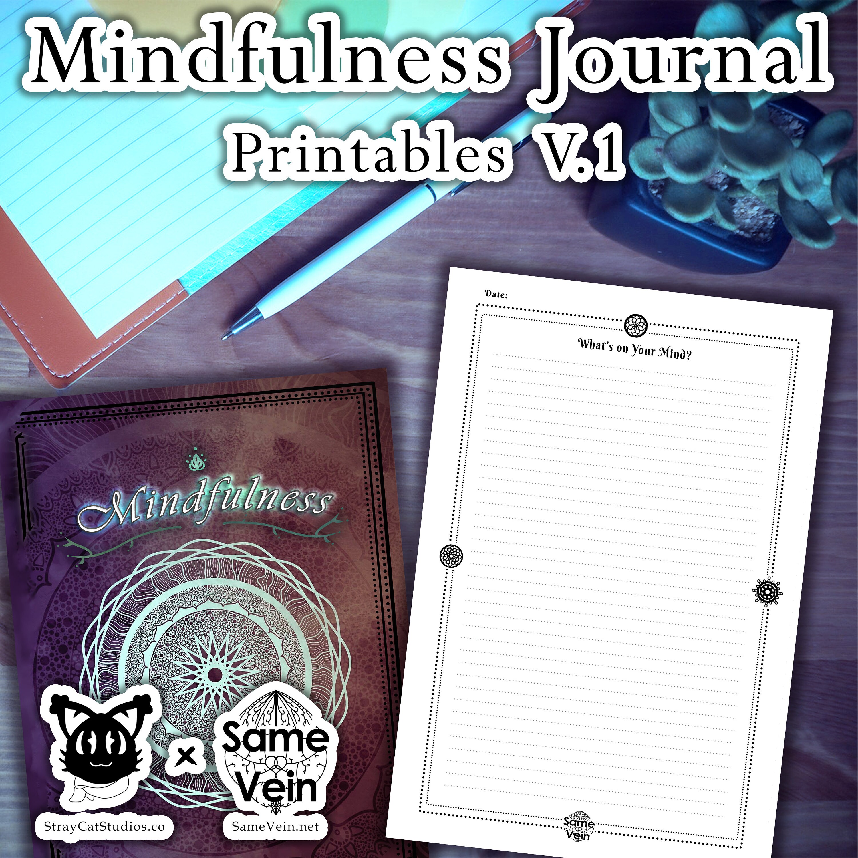 Mindfulness Journal Printable Pages Volume 1 Daily Check-in for Mental ...