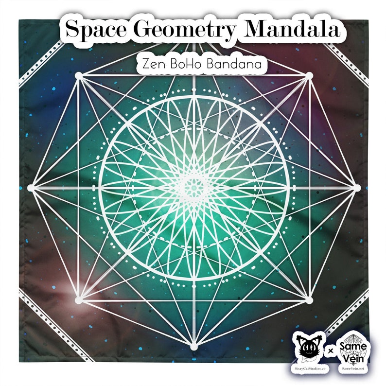 Space Geometry Mandala • Zen Boho Bandana • Sacred Geometry Art Print ...